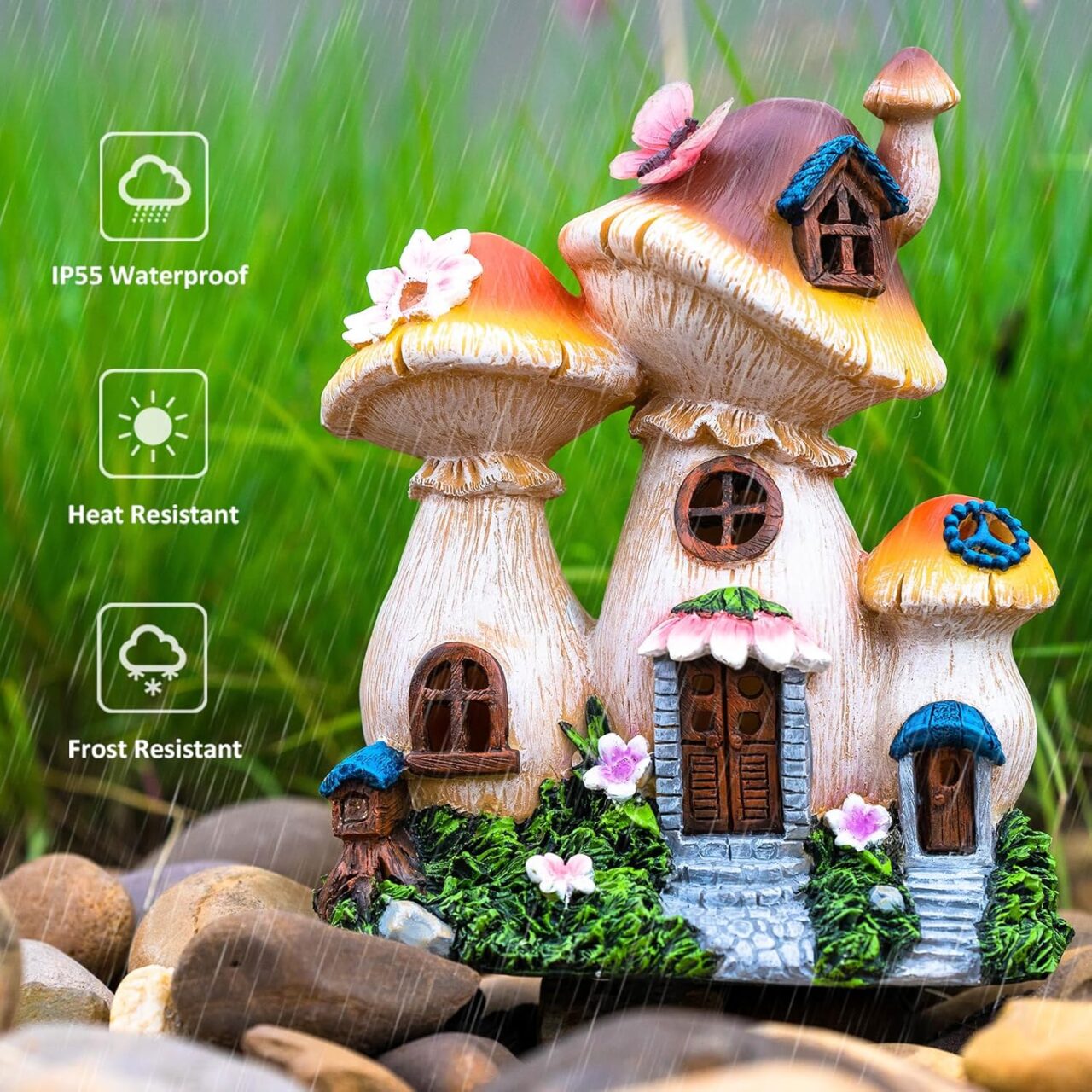 Solar Garden Statue Lights Mushroom Fairy House Figurine Review ...