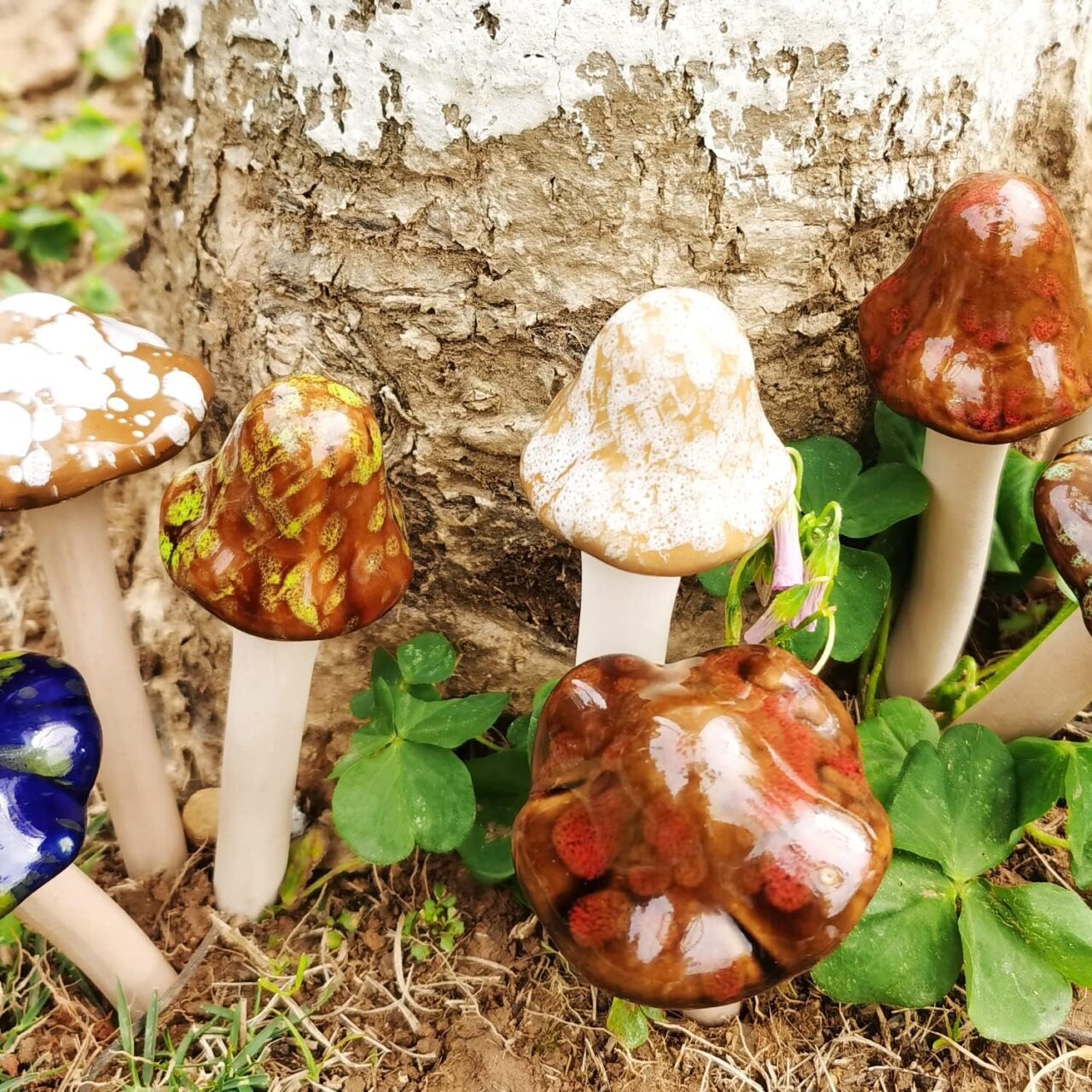 8PCS Ceramic Mushroom Statue Review - Japanese Garden Craft